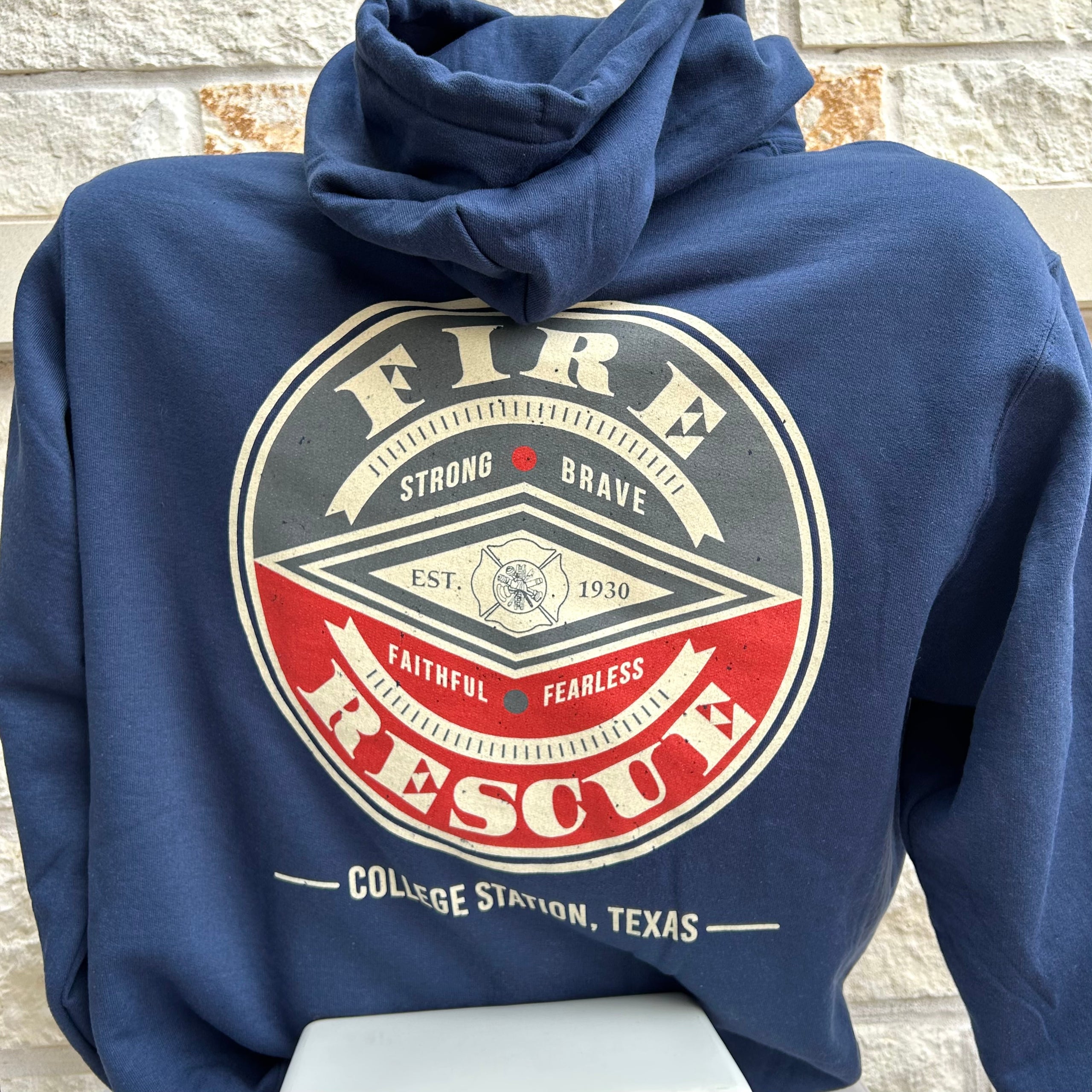 Navy Fire Rescue Hooded Sweatshirt Cotton | Barker Productions